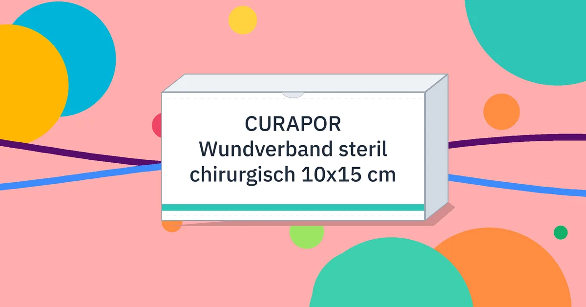 Symbolbild: Packung mit der Aufschrift CURAPOR Wundverband steril chirurgisch 10x15 cm (PZN 17433660) – Verfügbarkeit und Bezug in Apotheken in Frankfurt am Main