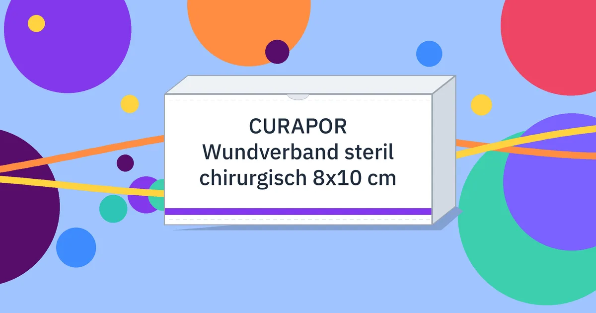 Symbolbild: Packung mit der Aufschrift CURAPOR Wundverband steril chirurgisch 8x10 cm (PZN 17831685) – Verfügbarkeit und Bezug in Apotheken in Frankfurt am Main