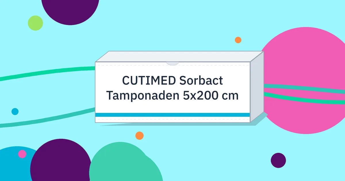 Symbolbild: Packung mit der Aufschrift CUTIMED Sorbact Tamponaden 5x200 cm (PZN 20545032) – Verfügbarkeit und Bezug in Apotheken in Frankfurt am Main