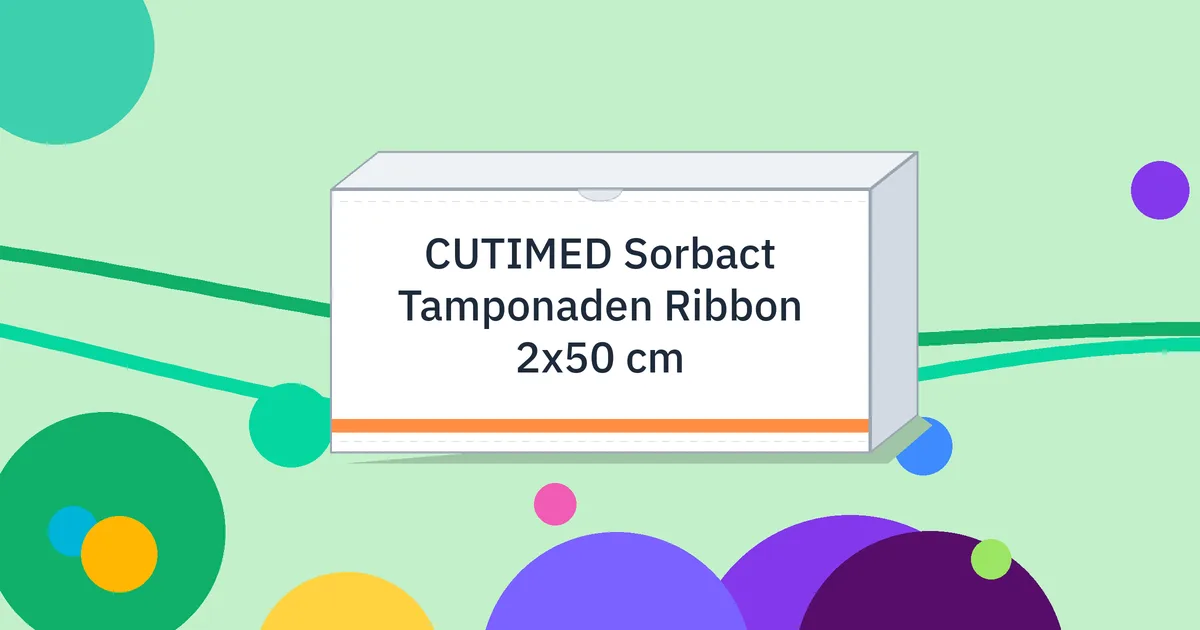 Symbolbild: Packung mit der Aufschrift CUTIMED Sorbact Tamponaden Ribbon 2x50 cm (PZN 20846288) – Verfügbarkeit und Bezug in Apotheken in Frankfurt am Main
