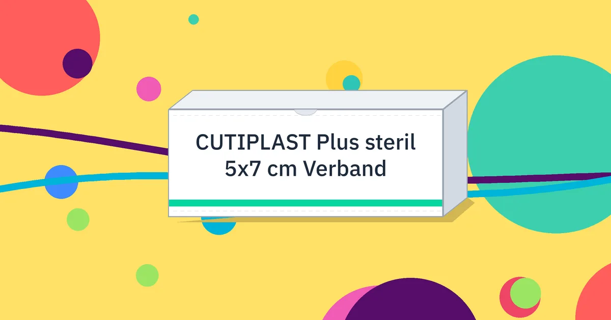 Symbolbild: Packung mit der Aufschrift CUTIPLAST Plus steril 5x7 cm Verband (PZN 19799514) – Verfügbarkeit und Bezug in Apotheken in Frankfurt am Main