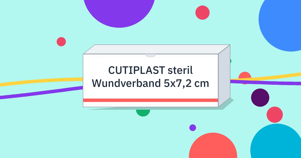 Symbolbild: Packung mit der Aufschrift CUTIPLAST steril Wundverband 5x7,2 cm (PZN 19700148) – Verfügbarkeit und Bezug in Apotheken in Frankfurt am Main