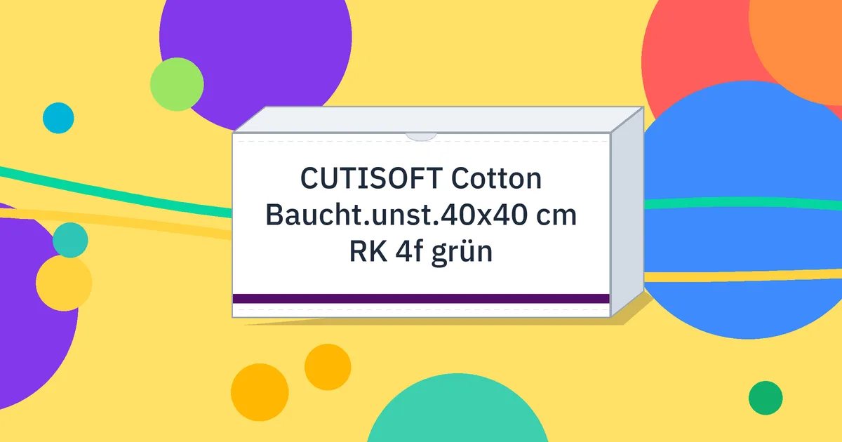 Symbolbild: Packung mit der Aufschrift CUTISOFT Cotton Baucht.unst.40x40 cm RK 4f grün (PZN 03902200) – Verfügbarkeit und Bezug in Apotheken in Frankfurt am Main
