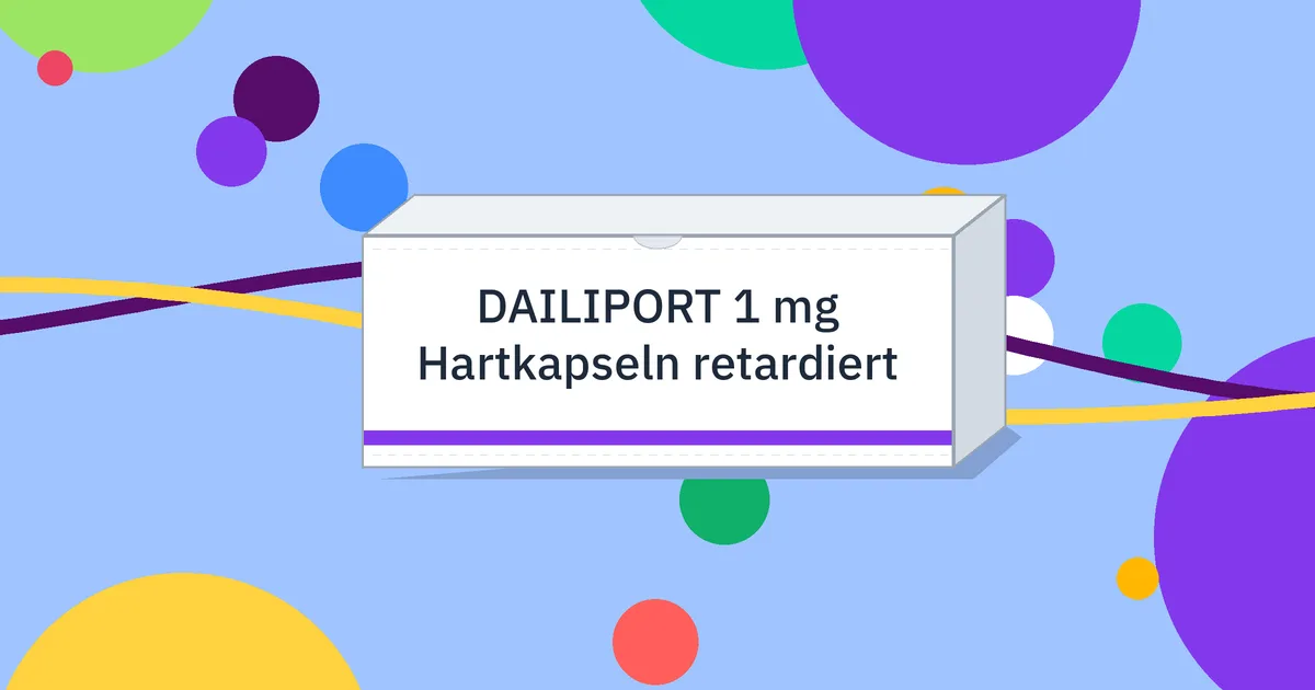 Symbolbild: Packung mit der Aufschrift DAILIPORT 1 mg Hartkapseln retardiert (PZN 16228840) – Verfügbarkeit und Bezug in Apotheken in Frankfurt am Main