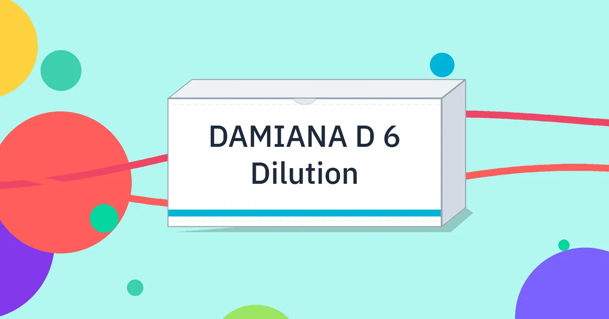 Symbolbild: Packung mit der Aufschrift DAMIANA D 6 Dilution (PZN 02612724) – Verfügbarkeit und Bezug in Apotheken in Frankfurt am Main