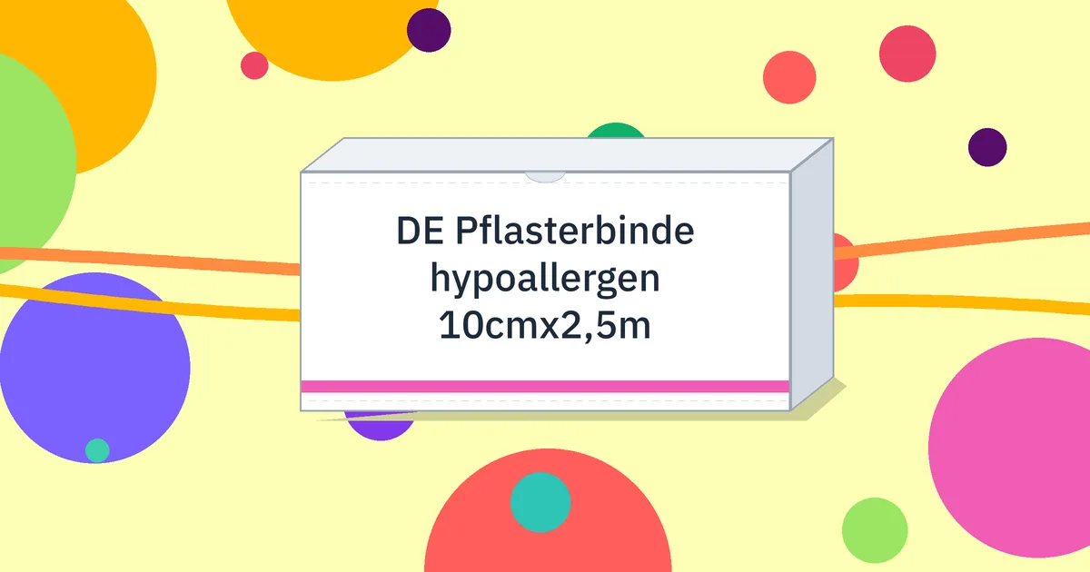 Symbolbild: Packung mit der Aufschrift DE Pflasterbinde hypoallergen 10cmx2,5m (PZN 04554474) – Verfügbarkeit und Bezug in Apotheken in Frankfurt am Main