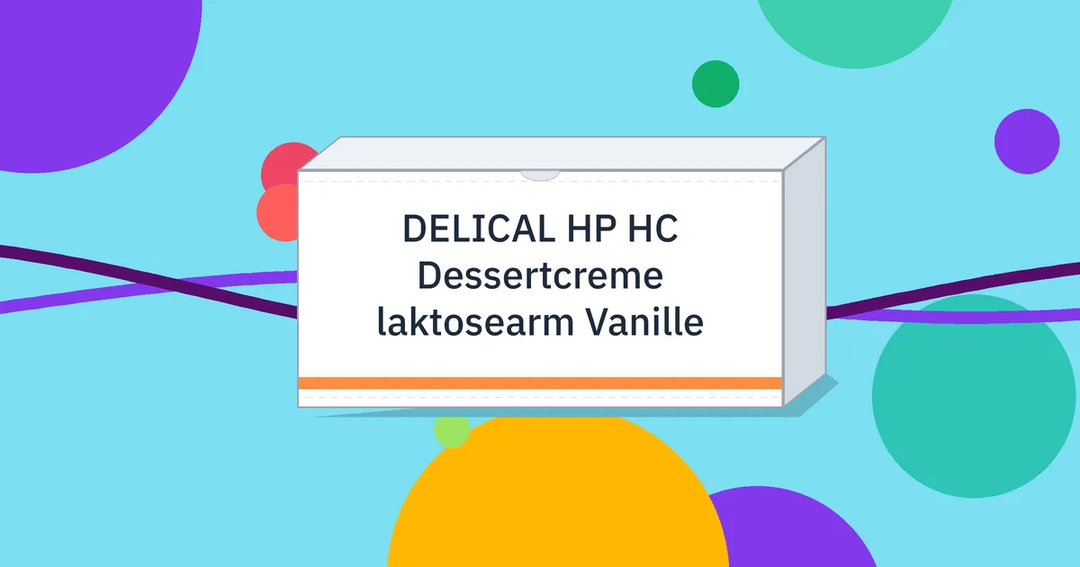 Symbolbild: Packung mit der Aufschrift DELICAL HP HC Dessertcreme laktosearm Vanille (PZN 16608459) – Verfügbarkeit und Bezug in Apotheken in Frankfurt am Main
