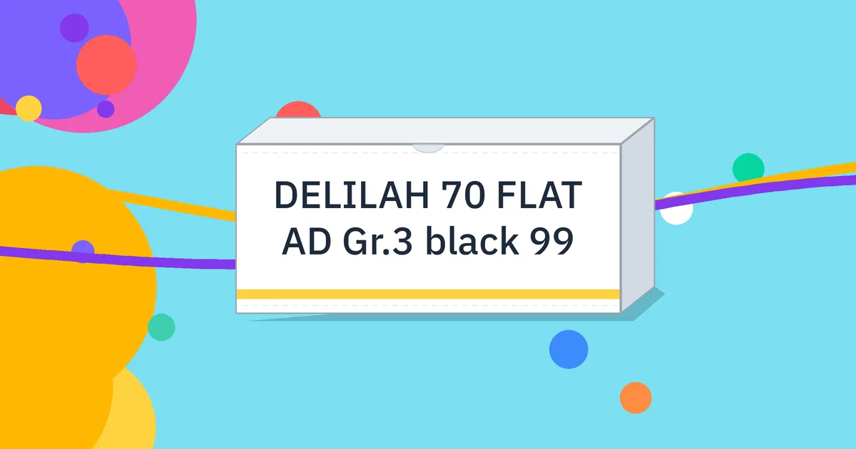 Symbolbild: Packung mit der Aufschrift DELILAH 70 FLAT AD Gr.3 black 99 (PZN 13847620) – Verfügbarkeit und Bezug in Apotheken in Frankfurt am Main