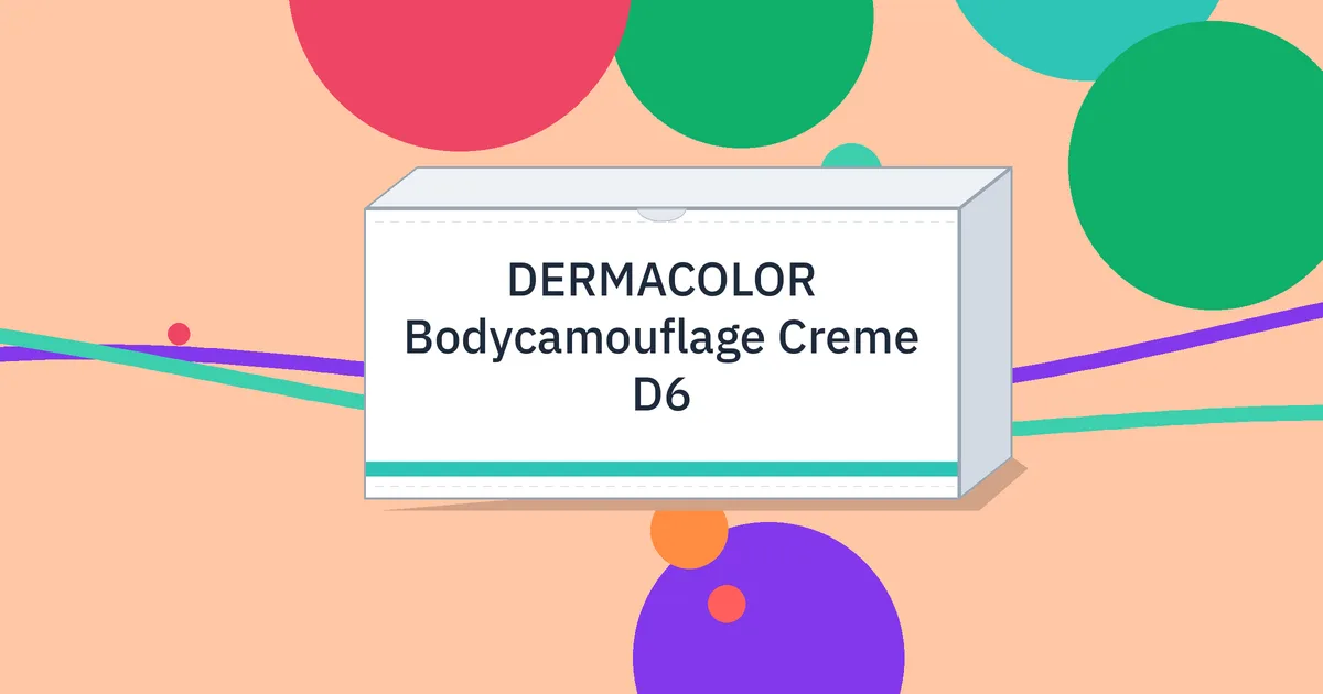 Symbolbild: Packung mit der Aufschrift DERMACOLOR Bodycamouflage Creme D6 (PZN 15818344) – Verfügbarkeit und Bezug in Apotheken in Frankfurt am Main