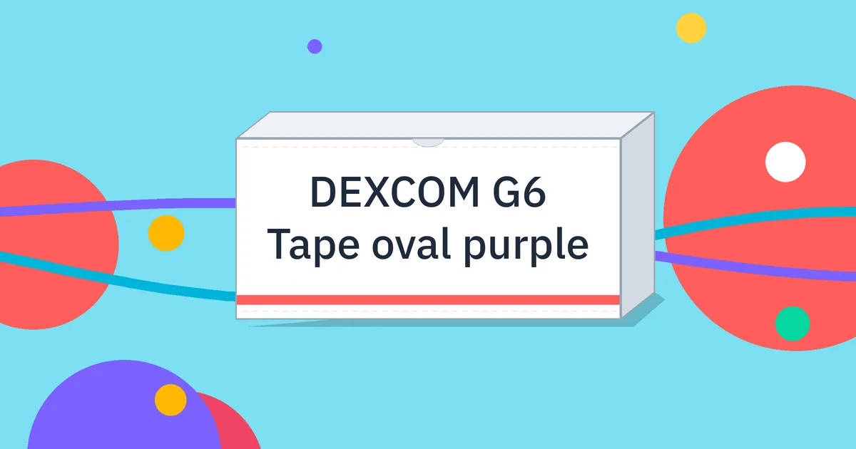 Symbolbild: Packung mit der Aufschrift DEXCOM G6 Tape oval purple (PZN 18178750) – Verfügbarkeit und Bezug in Apotheken in Frankfurt am Main