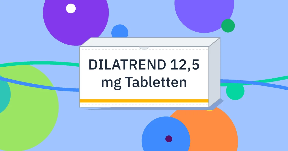 Symbolbild: Packung mit der Aufschrift DILATREND 12,5 mg Tabletten (PZN 02457643) – Verfügbarkeit und Bezug in Apotheken in Frankfurt am Main