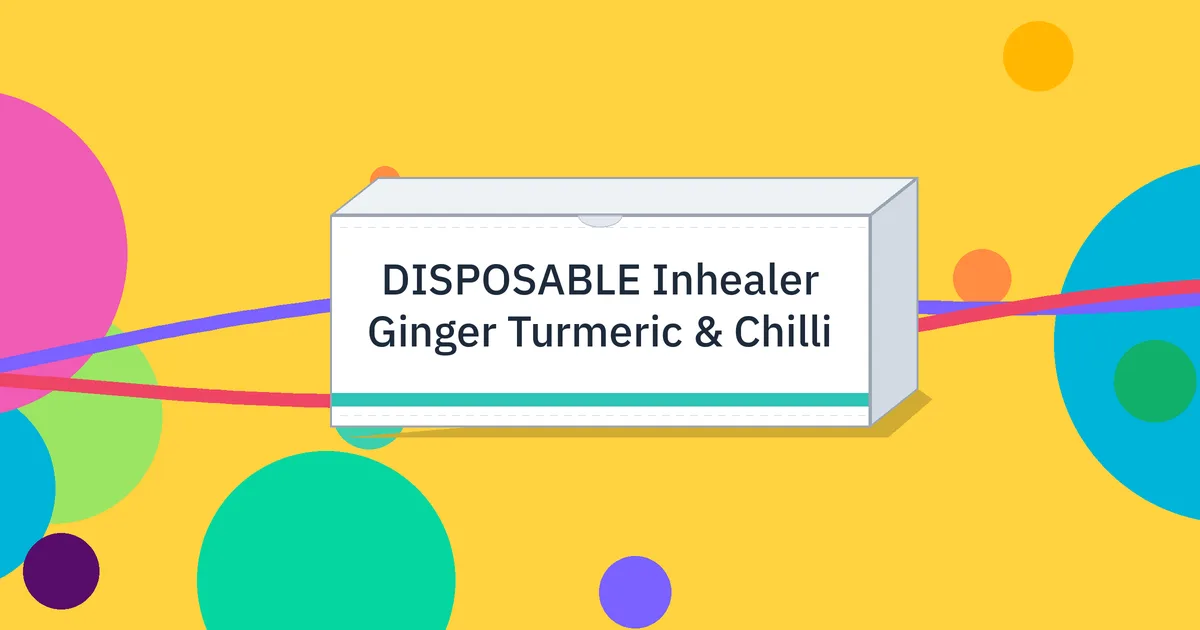 Symbolbild: Packung mit der Aufschrift DISPOSABLE Inhealer Ginger Turmeric & Chilli (PZN 18907427) – Verfügbarkeit und Bezug in Apotheken in Frankfurt am Main