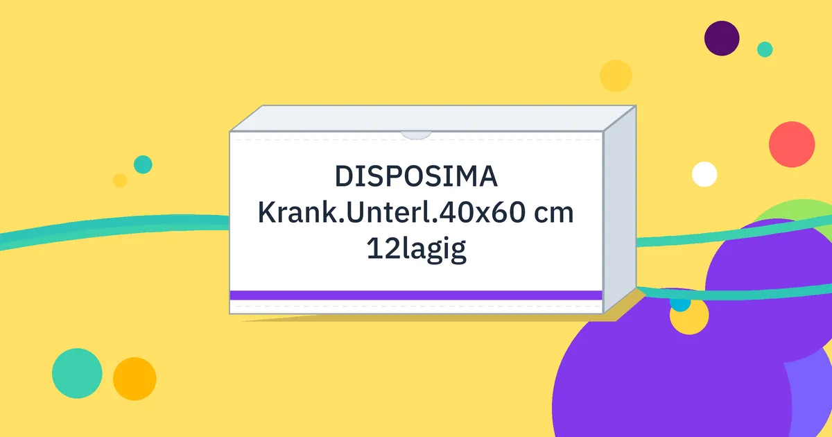 Symbolbild: Packung mit der Aufschrift DISPOSIMA Krank.Unterl.40x60 cm 12lagig (PZN 15997714) – Verfügbarkeit und Bezug in Apotheken in Frankfurt am Main