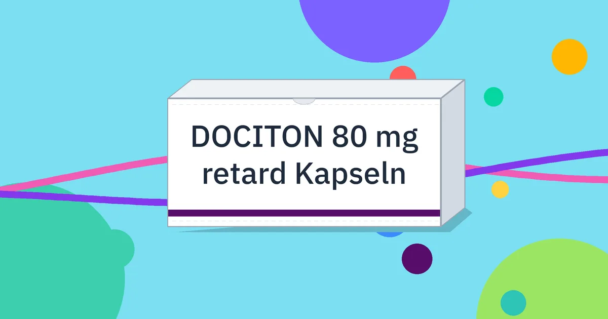Symbolbild: Packung mit der Aufschrift DOCITON 80 mg retard Kapseln (PZN 07392641) – Verfügbarkeit und Bezug in Apotheken in Frankfurt am Main