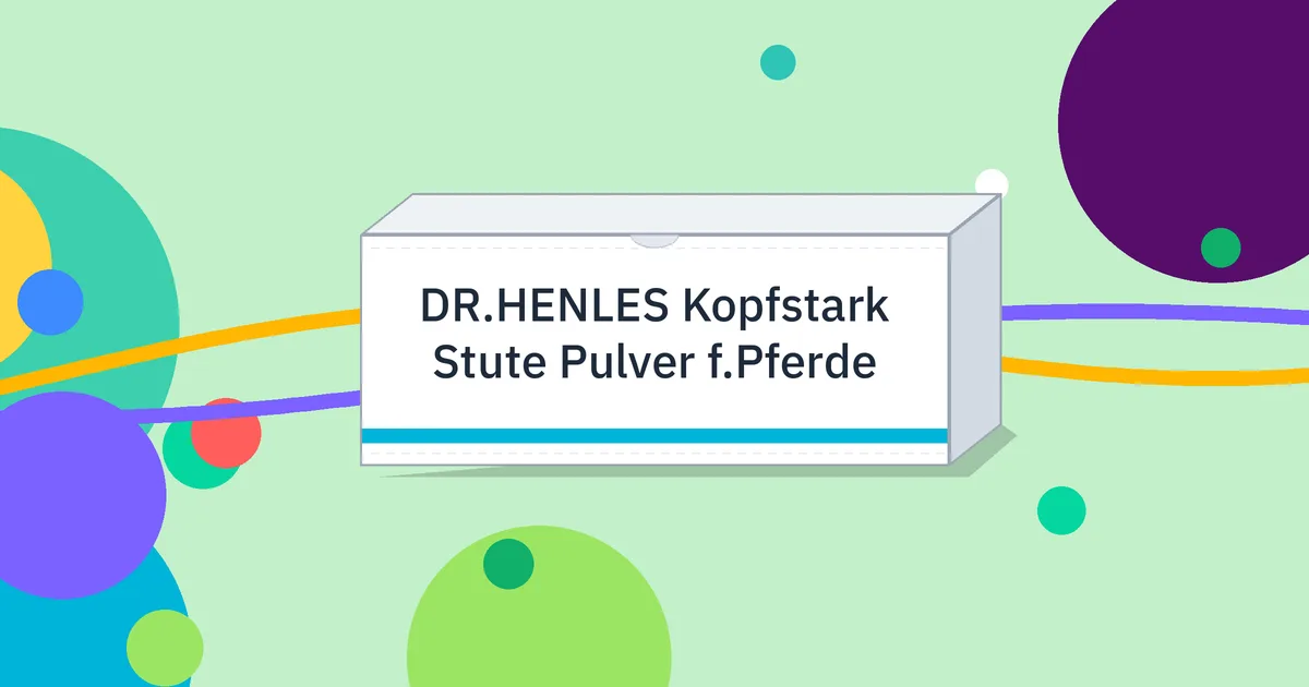 Symbolbild: Packung mit der Aufschrift DR.HENLES Kopfstark Stute Pulver f.Pferde (PZN 16038223) – Verfügbarkeit und Bezug in Apotheken in Frankfurt am Main