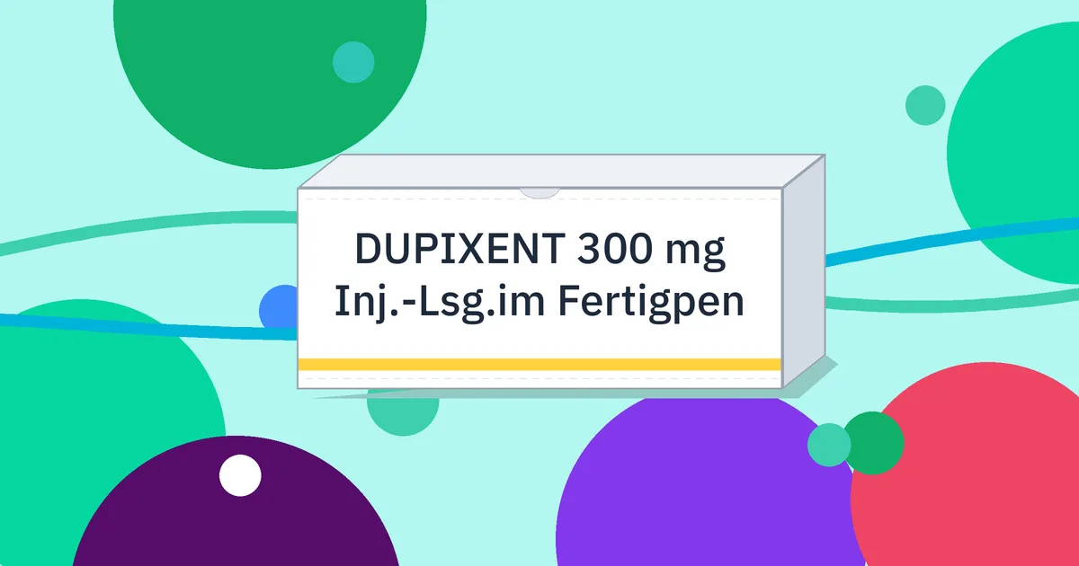 Symbolbild: Packung mit der Aufschrift DUPIXENT 300 mg Inj.-Lsg.im Fertigpen (PZN 18875087) – Verfügbarkeit und Bezug in Apotheken in Frankfurt am Main