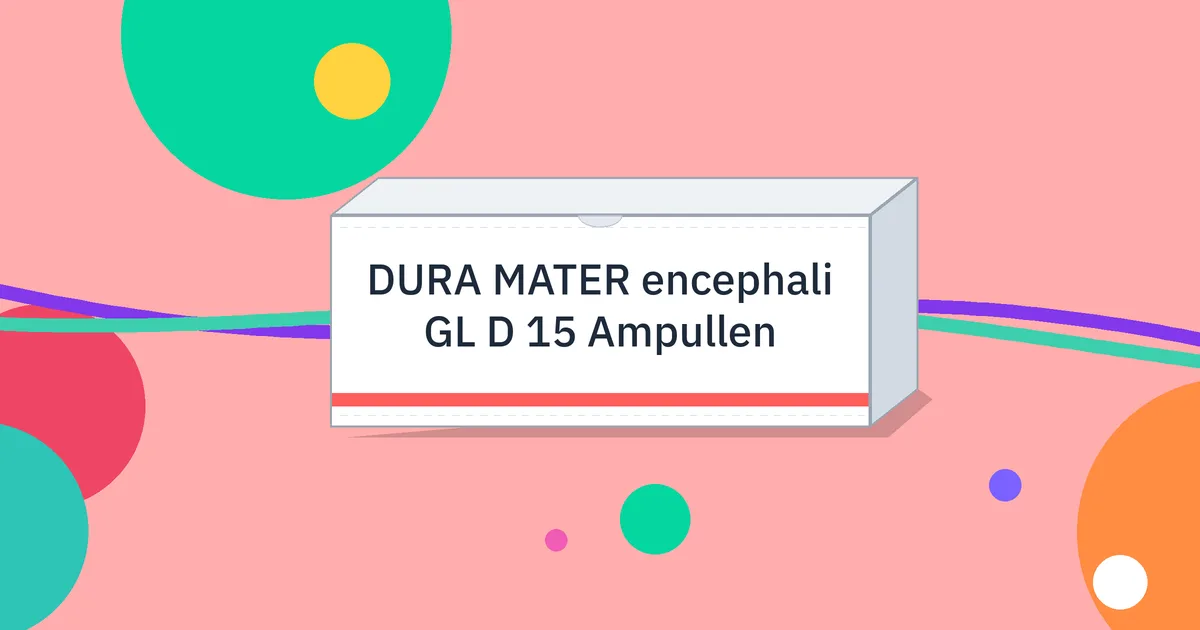 Symbolbild: Packung mit der Aufschrift DURA MATER encephali GL D 15 Ampullen (PZN 02920331) – Verfügbarkeit und Bezug in Apotheken in Frankfurt am Main