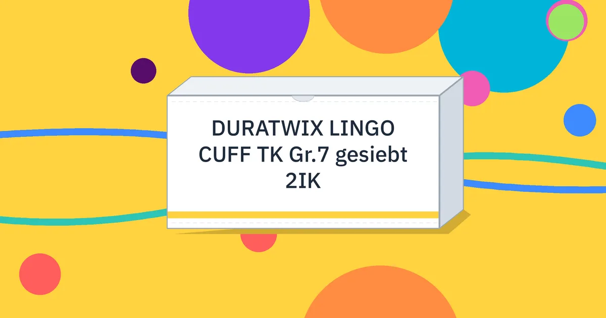 Symbolbild: Packung mit der Aufschrift DURATWIX LINGO CUFF TK Gr.7 gesiebt 2IK (PZN 06965891) – Verfügbarkeit und Bezug in Apotheken in Frankfurt am Main