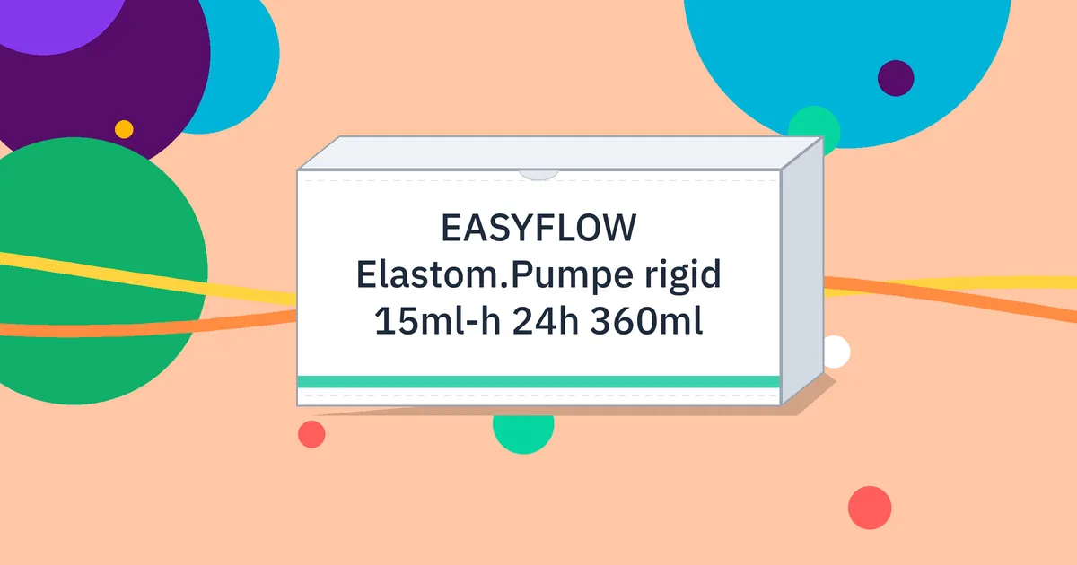 Symbolbild: Packung mit der Aufschrift EASYFLOW Elastom.Pumpe rigid 15ml-h 24h 360ml (PZN 19262694) – Verfügbarkeit und Bezug in Apotheken in Frankfurt am Main