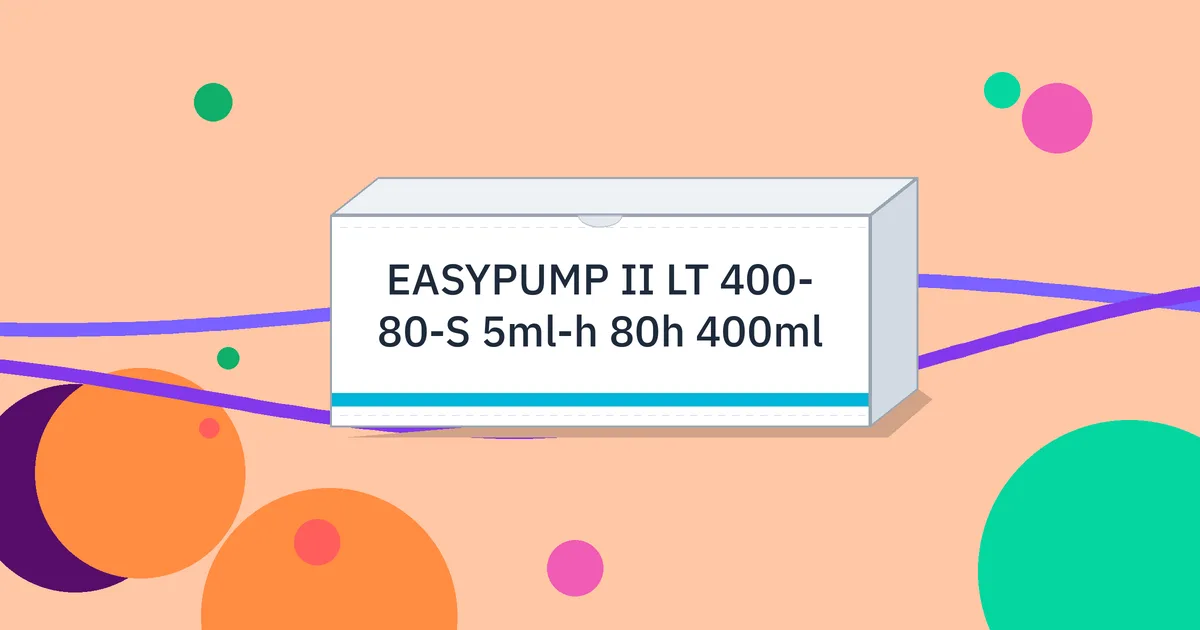 Symbolbild: Packung mit der Aufschrift EASYPUMP II LT 400-80-S 5ml-h 80h 400ml (PZN 09390876) – Verfügbarkeit und Bezug in Apotheken in Frankfurt am Main