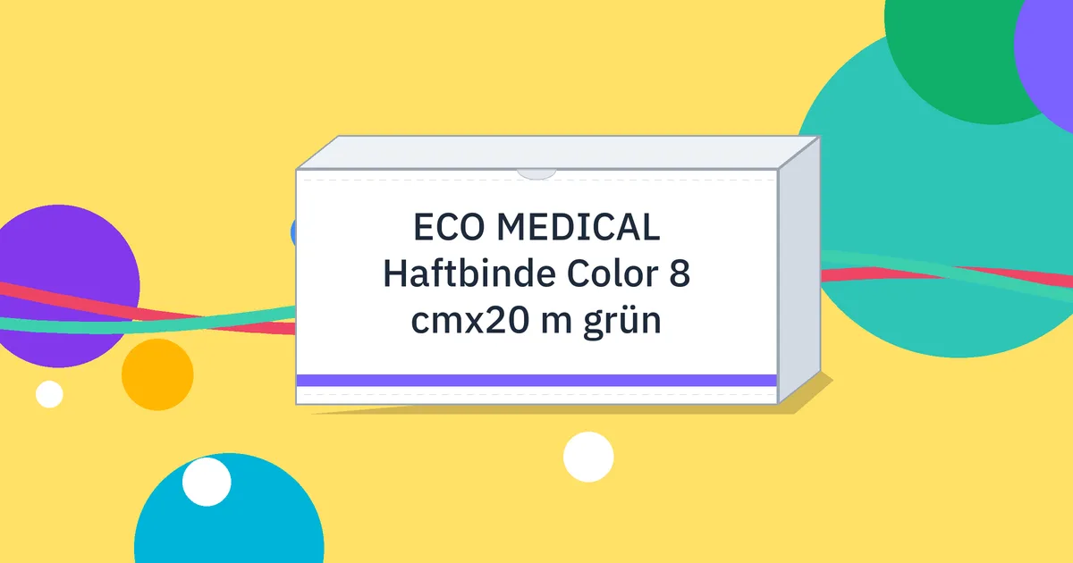 Symbolbild: Packung mit der Aufschrift ECO MEDICAL Haftbinde Color 8 cmx20 m grün (PZN 01322409) – Verfügbarkeit und Bezug in Apotheken in Frankfurt am Main