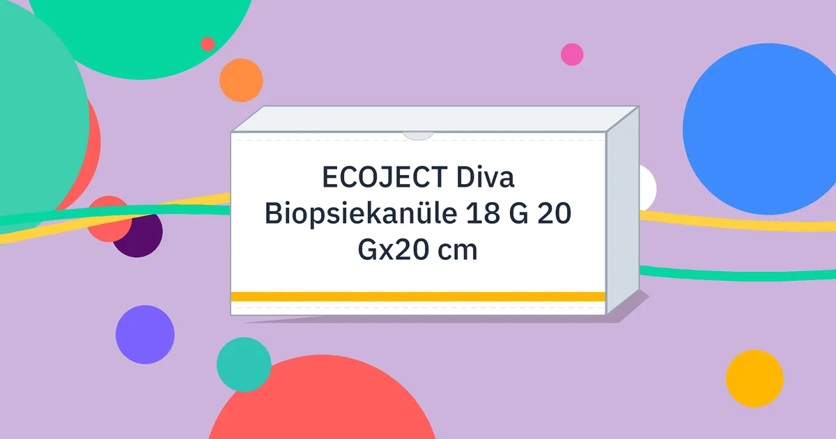 Symbolbild: Packung mit der Aufschrift ECOJECT Diva Biopsiekanüle 18 G 20 Gx20 cm (PZN 06125464) – Verfügbarkeit und Bezug in Apotheken in Frankfurt am Main