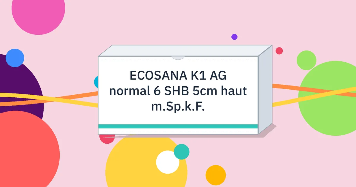 Symbolbild: Packung mit der Aufschrift ECOSANA K1 AG normal 6 SHB 5cm haut m.Sp.k.F. (PZN 04730095) – Verfügbarkeit und Bezug in Apotheken in Frankfurt am Main