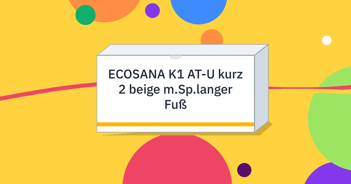 Symbolbild: Packung mit der Aufschrift ECOSANA K1 AT-U kurz 2 beige m.Sp.langer Fuß (PZN 04733314) – Verfügbarkeit und Bezug in Apotheken in Frankfurt am Main