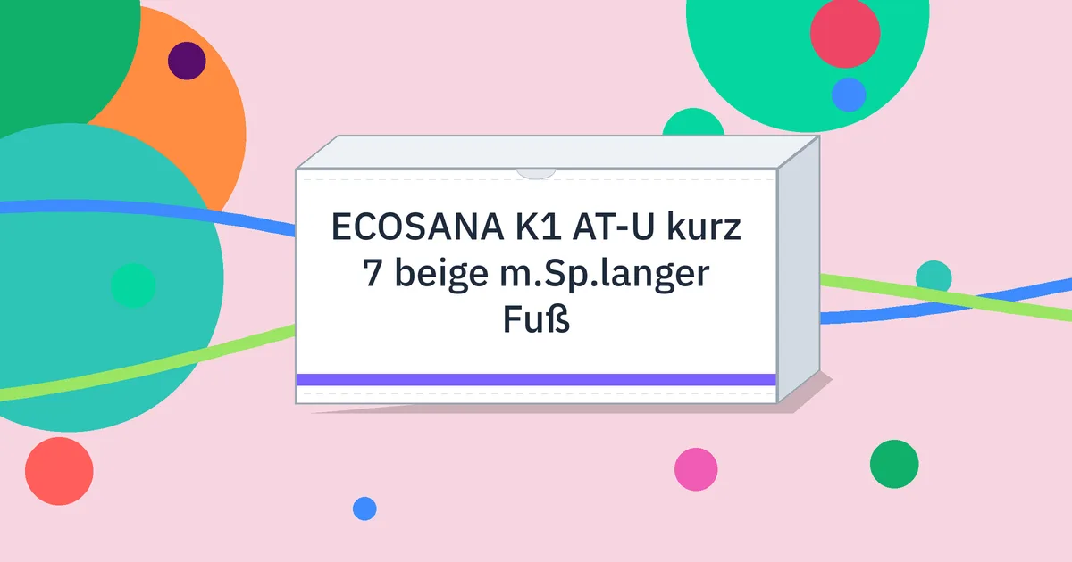Symbolbild: Packung mit der Aufschrift ECOSANA K1 AT-U kurz 7 beige m.Sp.langer Fuß (PZN 04735862) – Verfügbarkeit und Bezug in Apotheken in Frankfurt am Main