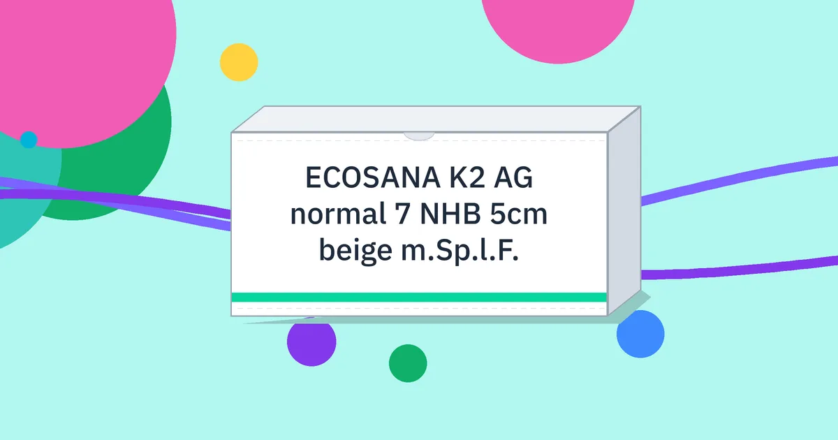Symbolbild: Packung mit der Aufschrift ECOSANA K2 AG normal 7 NHB 5cm beige m.Sp.l.F. (PZN 10956828) – Verfügbarkeit und Bezug in Apotheken in Frankfurt am Main