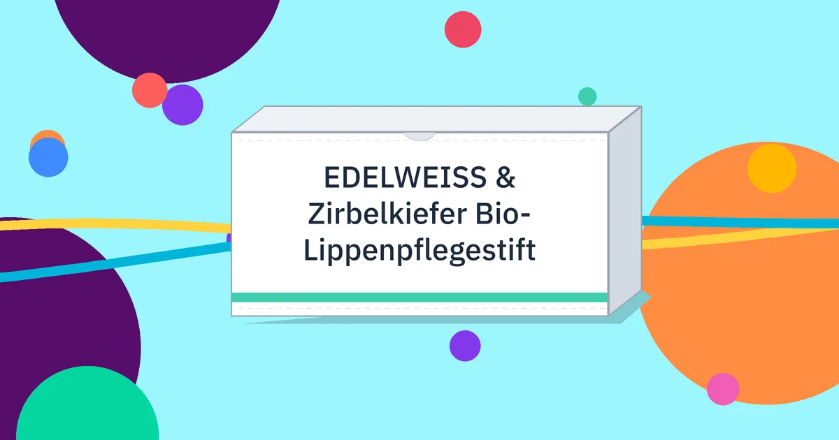 Symbolbild: Packung mit der Aufschrift EDELWEISS & Zirbelkiefer Bio-Lippenpflegestift (PZN 18674383) – Verfügbarkeit und Bezug in Apotheken in Frankfurt am Main