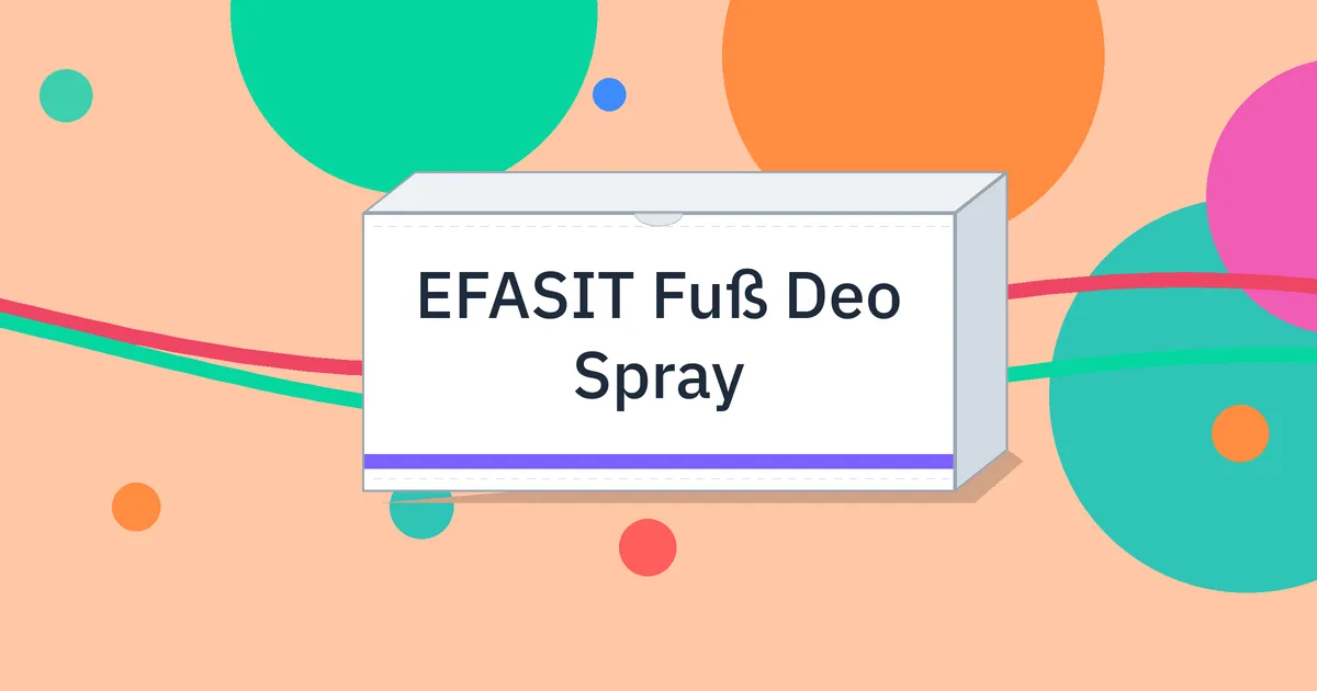 Symbolbild: Packung mit der Aufschrift EFASIT Fuß Deo Spray (PZN 18019632) – Verfügbarkeit und Bezug in Apotheken in Frankfurt am Main