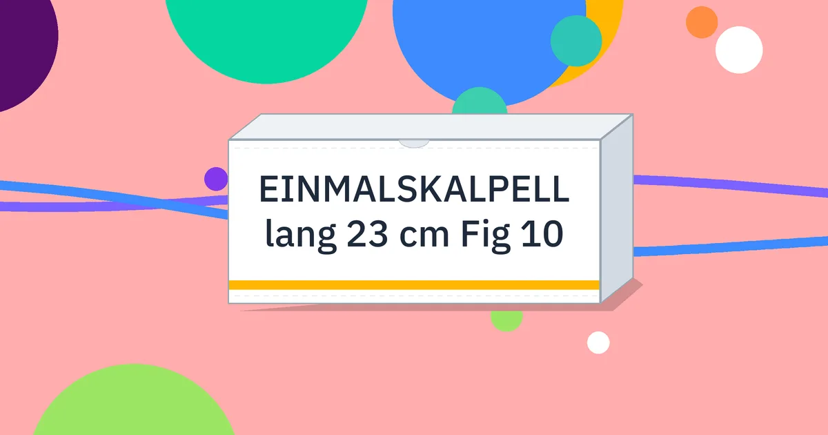 Symbolbild: Packung mit der Aufschrift EINMALSKALPELL lang 23 cm Fig 10 (PZN 09421938) – Verfügbarkeit und Bezug in Apotheken in Frankfurt am Main