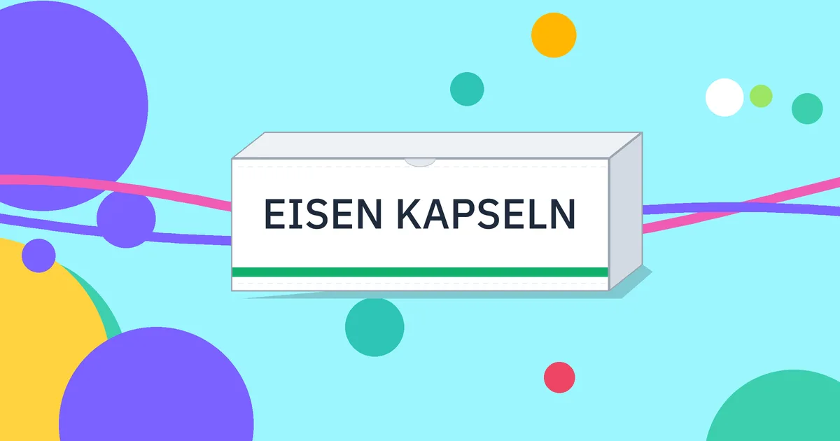 Symbolbild: Packung mit der Aufschrift EISEN KAPSELN (PZN 02036686) – Verfügbarkeit und Bezug in Apotheken in Frankfurt am Main
