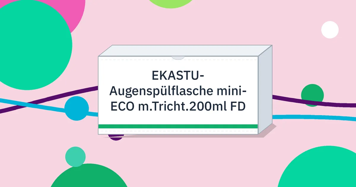 Symbolbild: Packung mit der Aufschrift EKASTU-Augenspülflasche mini-ECO m.Tricht.200ml FD (PZN 15389713) – Verfügbarkeit und Bezug in Apotheken in Frankfurt am Main