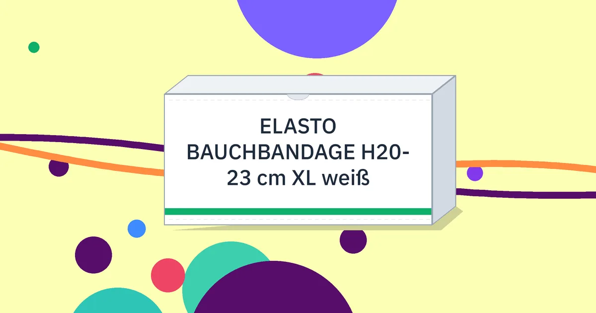 Symbolbild: Packung mit der Aufschrift ELASTO BAUCHBANDAGE H20-23 cm XL weiß (PZN 09108992) – Verfügbarkeit und Bezug in Apotheken in Frankfurt am Main