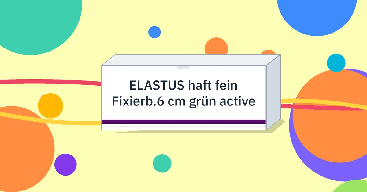 Symbolbild: Packung mit der Aufschrift ELASTUS haft fein Fixierb.6 cm grün active (PZN 04839277) – Verfügbarkeit und Bezug in Apotheken in Frankfurt am Main