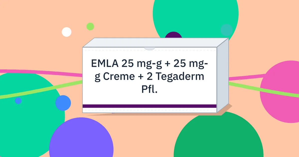 Symbolbild: Packung mit der Aufschrift EMLA 25 mg-g + 25 mg-g Creme + 2 Tegaderm Pfl. (PZN 13231250) – Verfügbarkeit und Bezug in Apotheken in Frankfurt am Main