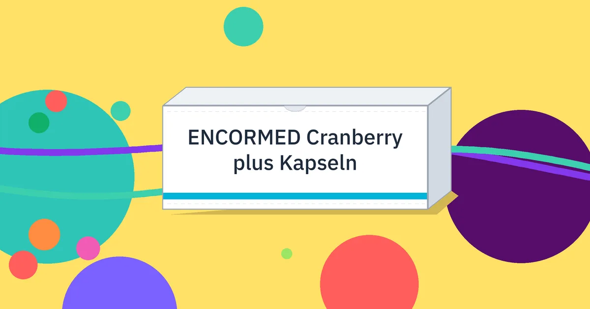 Symbolbild: Packung mit der Aufschrift ENCORMED Cranberry plus Kapseln (PZN 11858482) – Verfügbarkeit und Bezug in Apotheken in Frankfurt am Main