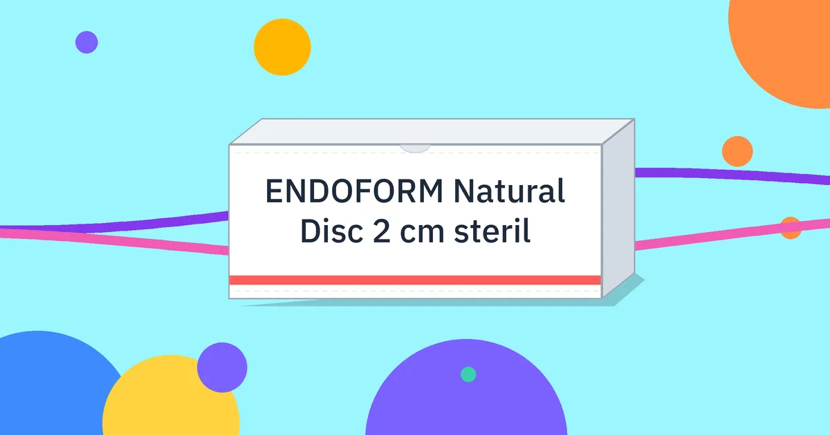 Symbolbild: Packung mit der Aufschrift ENDOFORM Natural Disc 2 cm steril (PZN 19422011) – Verfügbarkeit und Bezug in Apotheken in Frankfurt am Main