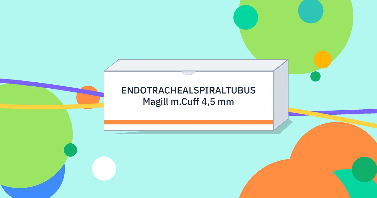 Symbolbild: Packung mit der Aufschrift ENDOTRACHEALSPIRALTUBUS Magill m.Cuff 4,5 mm (PZN 06497220) – Verfügbarkeit und Bezug in Apotheken in Frankfurt am Main