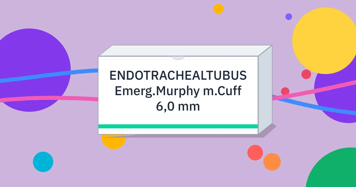 Symbolbild: Packung mit der Aufschrift ENDOTRACHEALTUBUS Emerg.Murphy m.Cuff 6,0 mm (PZN 07220130) – Verfügbarkeit und Bezug in Apotheken in Frankfurt am Main