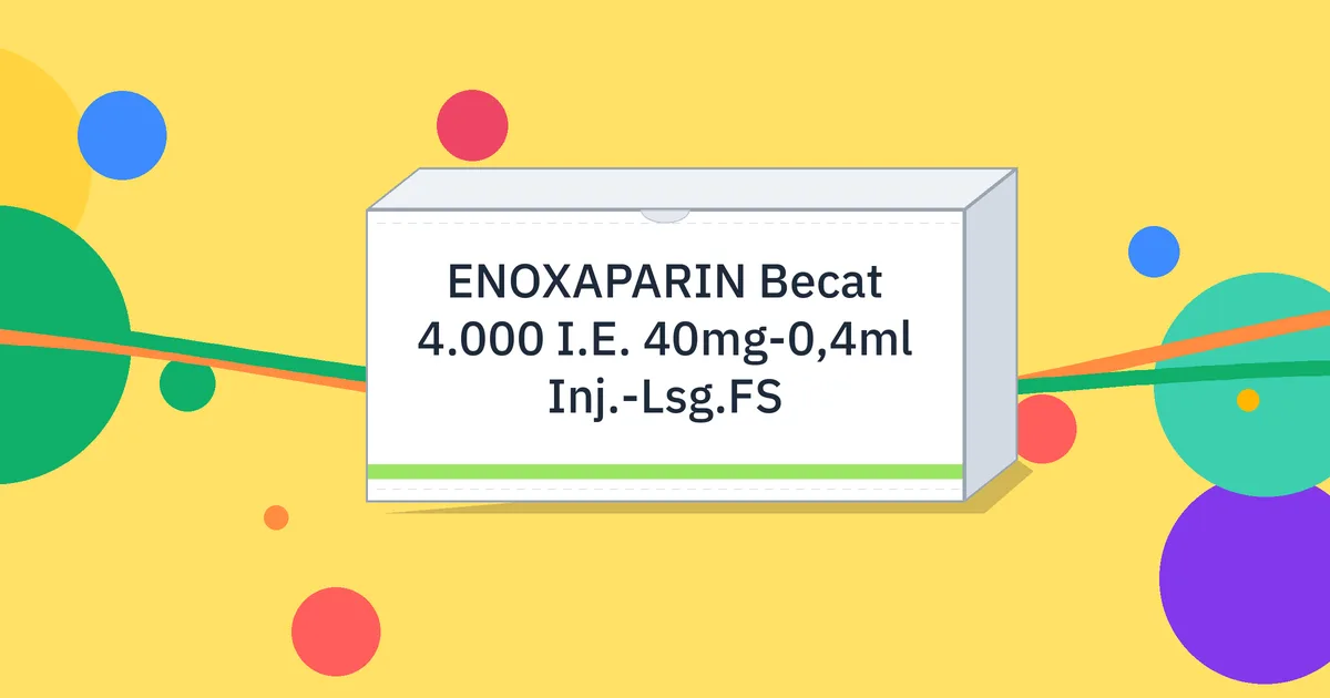 Symbolbild: Packung mit der Aufschrift ENOXAPARIN Becat 4.000 I.E. 40mg-0,4ml Inj.-Lsg.FS (PZN 19433693) – Verfügbarkeit und Bezug in Apotheken in Frankfurt am Main