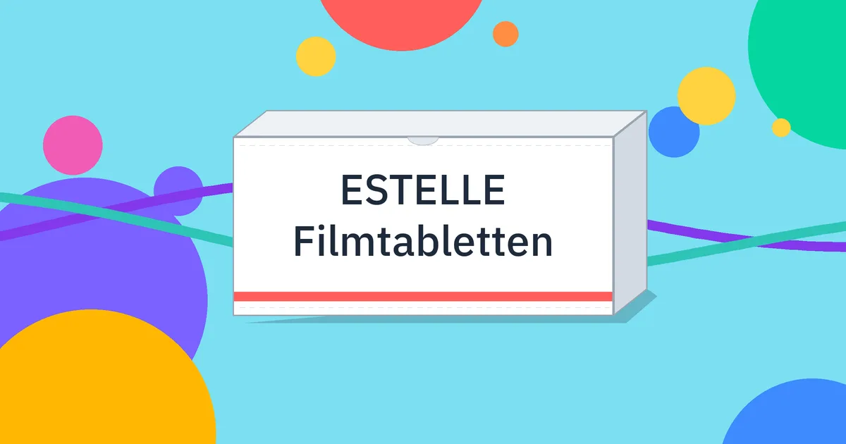 Symbolbild: Packung mit der Aufschrift ESTELLE Filmtabletten (PZN 05549771) – Verfügbarkeit und Bezug in Apotheken in Frankfurt am Main