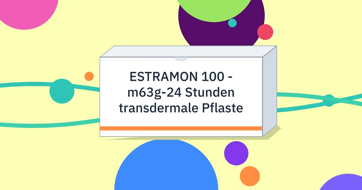 Symbolbild: Packung mit der Aufschrift ESTRAMON 100 -m63g-24 Stunden transdermale Pflaste (PZN 08416438) – Verfügbarkeit und Bezug in Apotheken in Frankfurt am Main