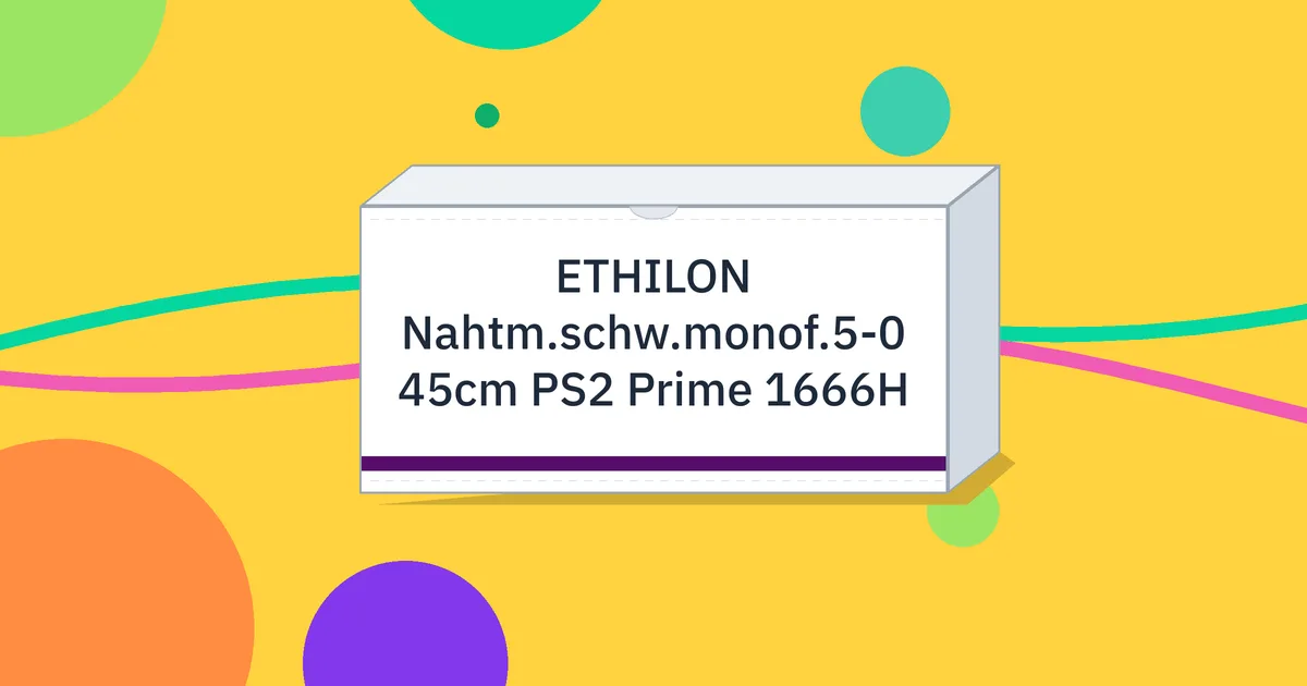 Symbolbild: Packung mit der Aufschrift ETHILON Nahtm.schw.monof.5-0 45cm PS2 Prime 1666H (PZN 16251879) – Verfügbarkeit und Bezug in Apotheken in Frankfurt am Main