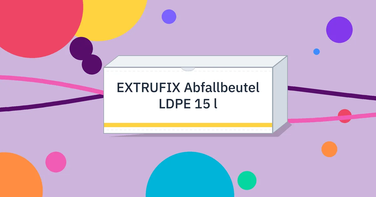 Symbolbild: Packung mit der Aufschrift EXTRUFIX Abfallbeutel LDPE 15 l (PZN 16619960) – Verfügbarkeit und Bezug in Apotheken in Frankfurt am Main