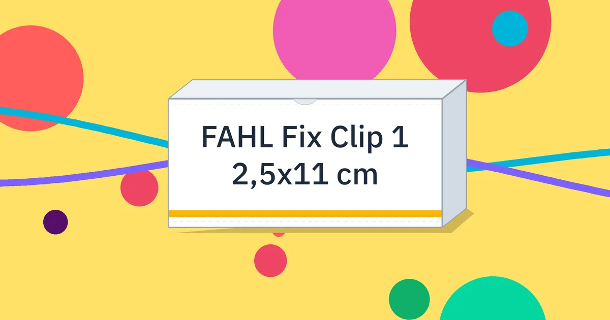 Symbolbild: Packung mit der Aufschrift FAHL Fix Clip 1 2,5x11 cm (PZN 19428166) – Verfügbarkeit und Bezug in Apotheken in Frankfurt am Main