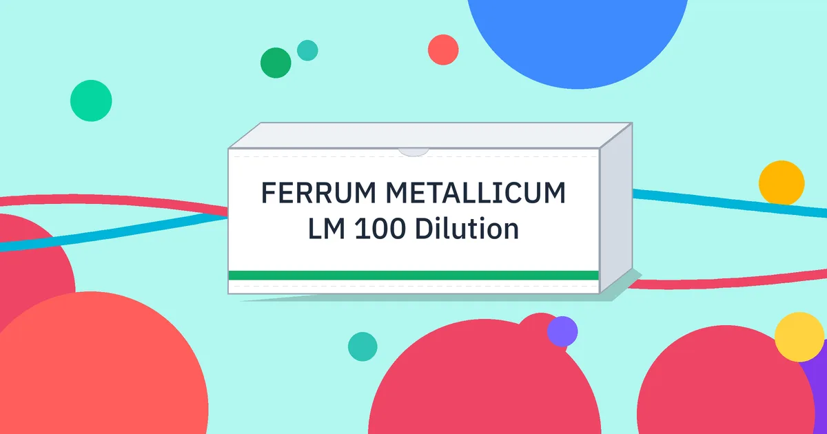 Symbolbild: Packung mit der Aufschrift FERRUM METALLICUM LM 100 Dilution (PZN 12850560) – Verfügbarkeit und Bezug in Apotheken in Frankfurt am Main