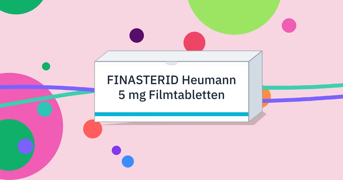 Symbolbild: Packung mit der Aufschrift FINASTERID Heumann 5 mg Filmtabletten (PZN 02177079) – Verfügbarkeit und Bezug in Apotheken in Frankfurt am Main
